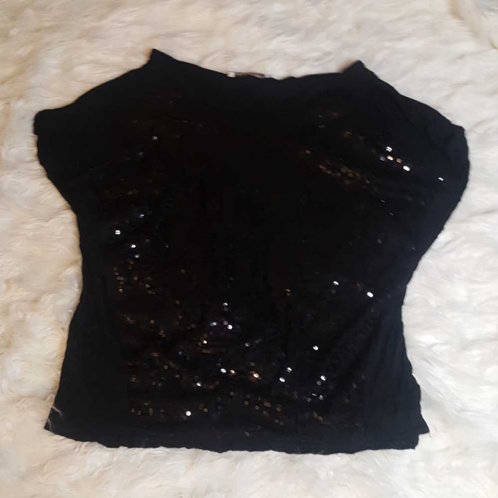 Vintage Gorgeous Black Sequence Shirt Size Small - Gem